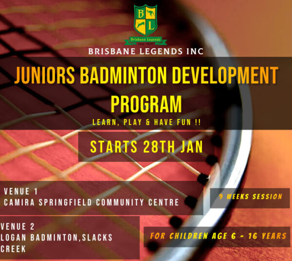 Juniors Badminton Development Program 2024 - Brisbane Legends Inc